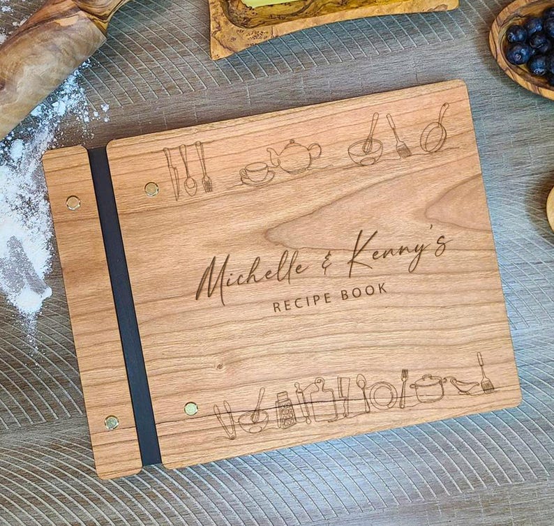 Personalized Family Recipe Book: Engraved Wood Keepsake Cookbook - Etsy