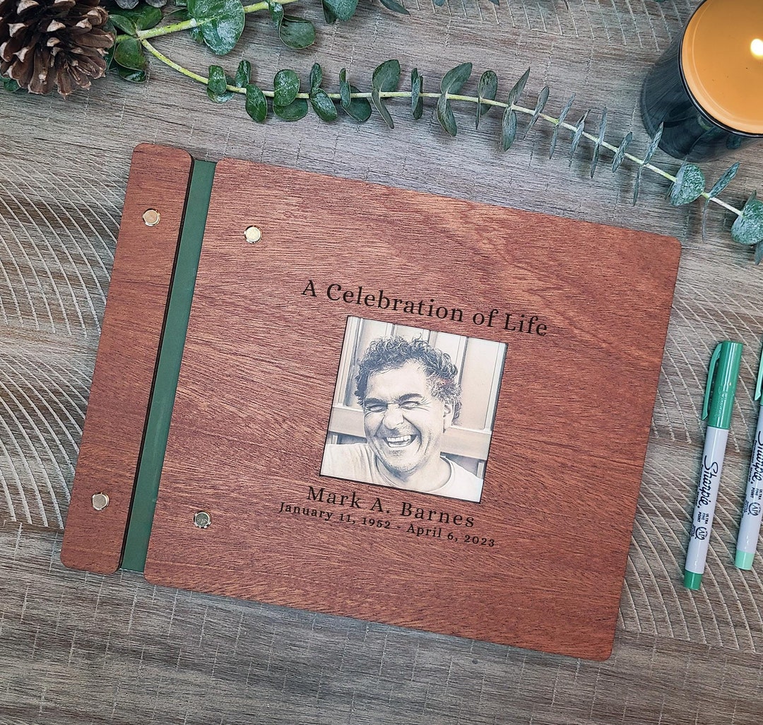 A Celebration of Life Memorial Album - Custom Wooden Memorial Guest ...