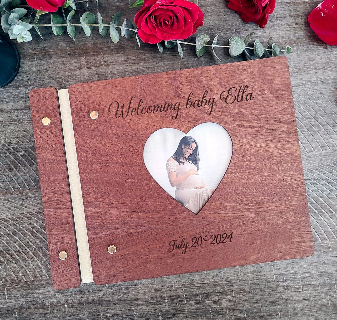 Welcoming Baby Personalized Baby Shower Guest Book - Custom Photo Baby ...