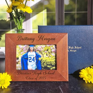 Personalized Graduation Photo Frame - Engraved Cherry, Maple, or Walnut ...