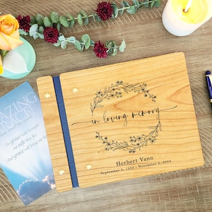 Personalized in Loving Memory Forget Me Not Memorial Guest Book. Custom ...