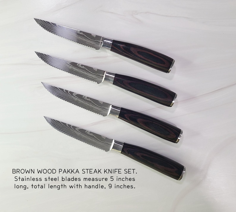 Personalized Steak Knife Set of 6: Engraved Stainless Steel Blades ...