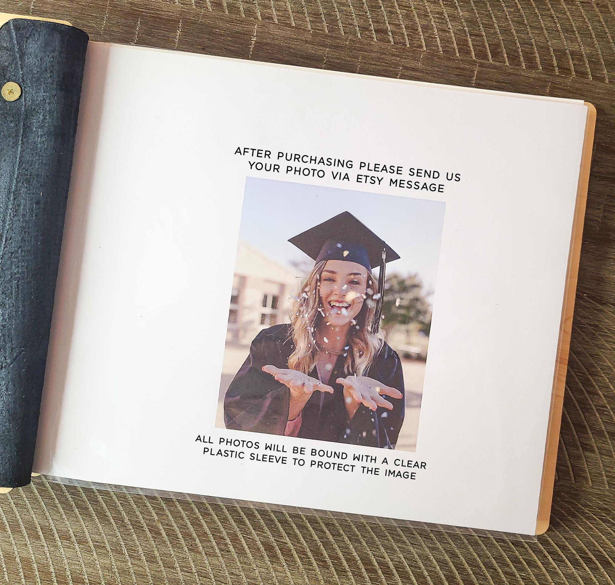 Personalized Wooden Graduation Guest Book With Photo: Class of 2026 ...