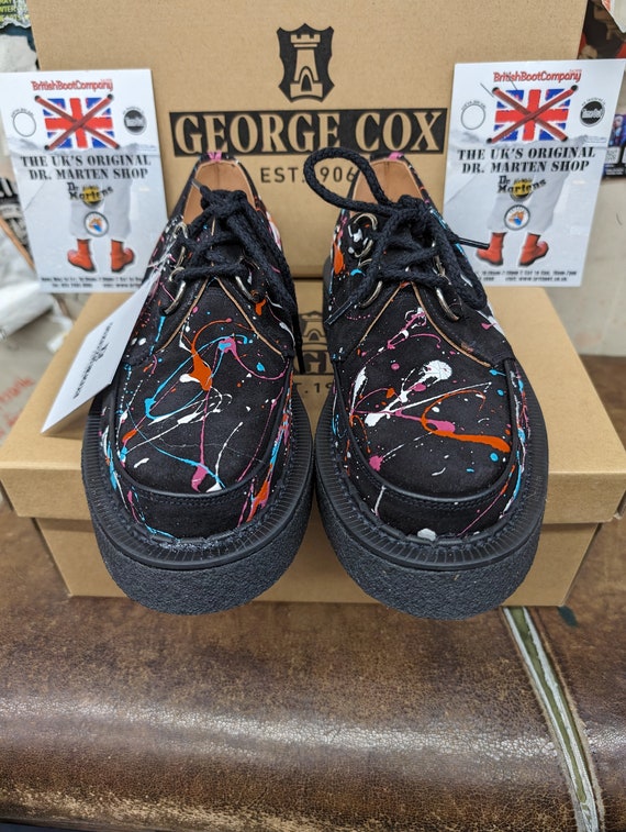 George Cox 8961V Creepers Made in England Black Splat… - Gem