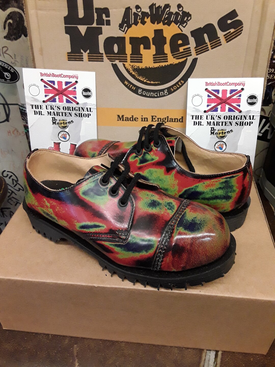Dr Martens Getta Grip,rainbow Steel Toe Shoe Size 4. Made in England - Etsy