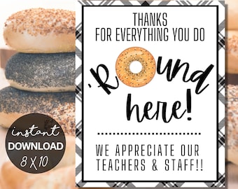 Donut Appreciation Sign | Staff Co-worker Teacher Appreciation Print ...