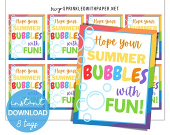 End of School Bubble Tags, Summer Vacation Bubble Editable Favor Tag ...