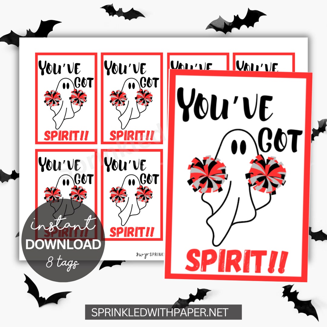 You've Got Spirit Cheer Printable Tags, Cheer Good Luck Tag, Cheer Pom ...