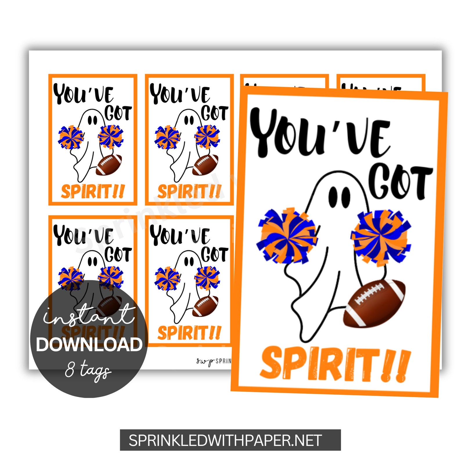 You've Got Spirit Cheer Printable Tags, Cheer Good Luck Tag, Cheer Pom ...