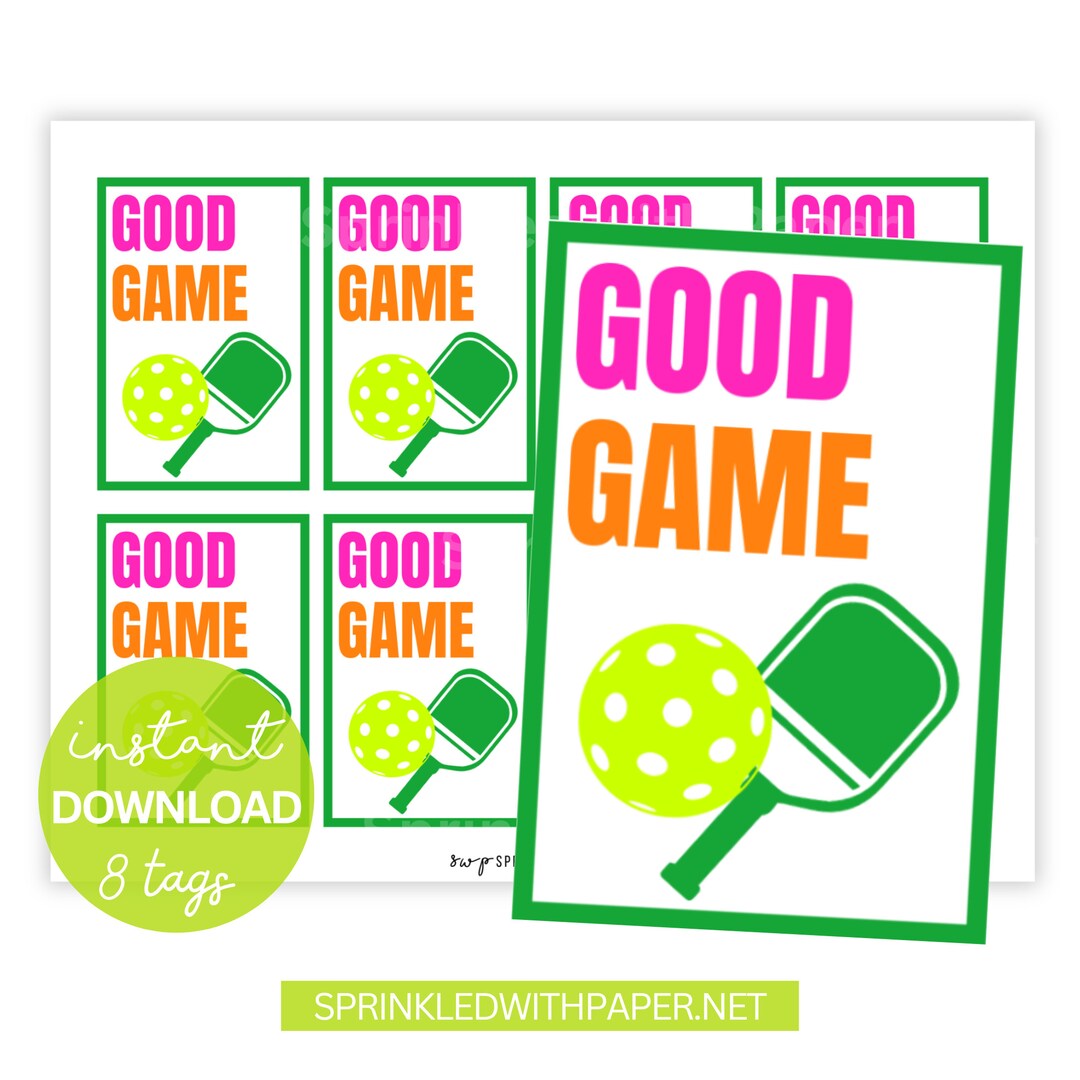 Pickle Ball Printable Favor Tags, Treat Tags, Good Game, Tournament ...