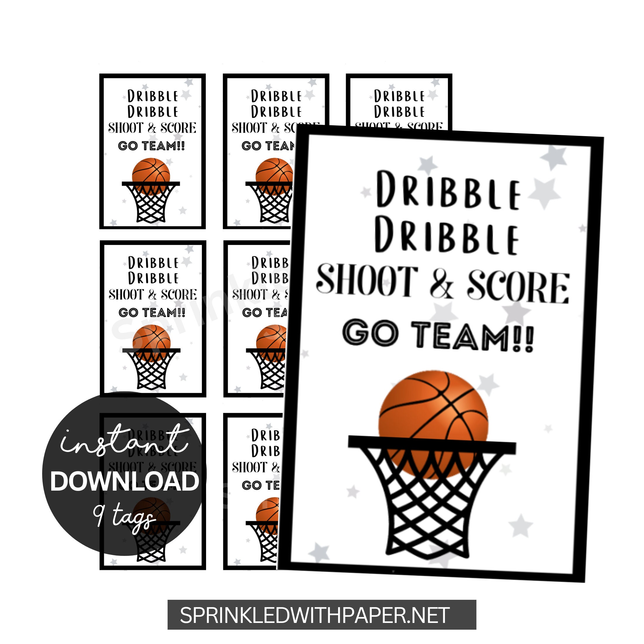 Basketball Team Printable Snack Tags, Basketball Game Treat Tags, Game ...
