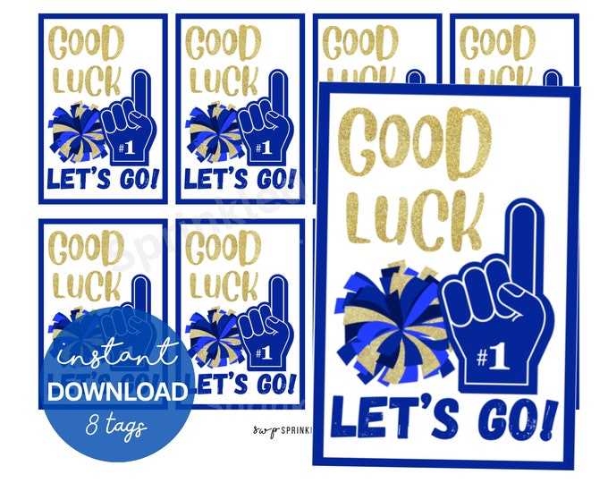 Good Luck Cheer Printable Tags, Cheer Good Luck Tag, Cheer Pom Poms ...
