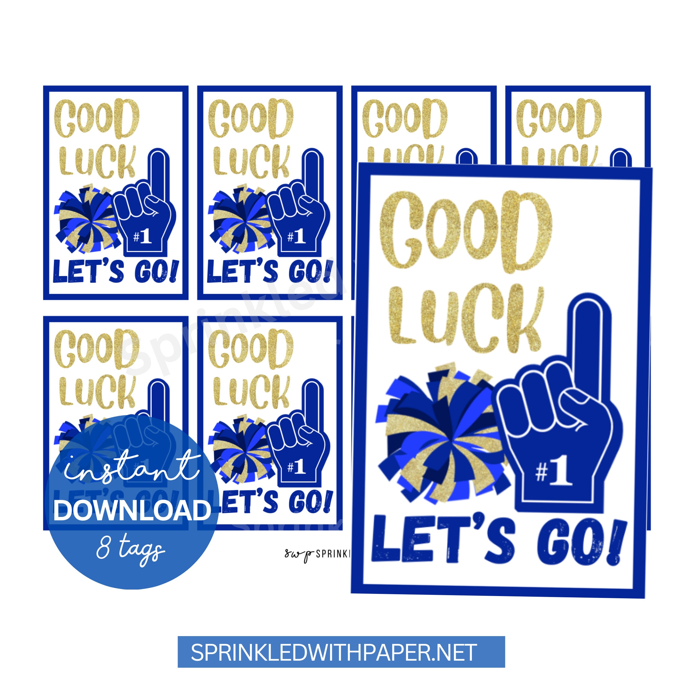 Good Luck Cheer Printable Tags, Cheer Good Luck Tag, Cheer Pom Poms ...