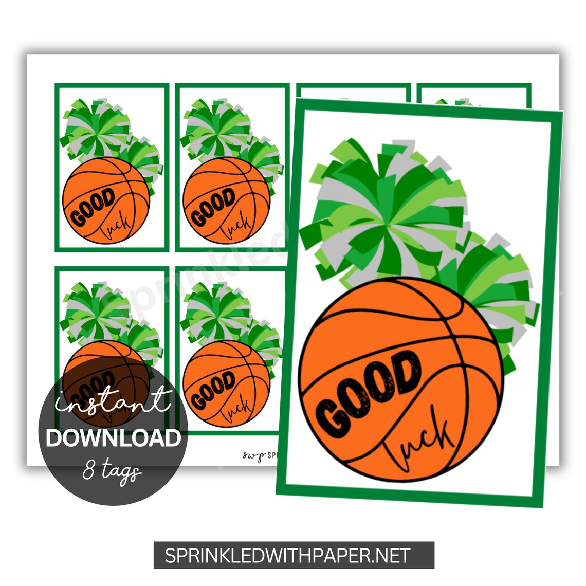 Cheer Good Luck Printable Basketball Tags, It's Game Day Cheer Tag ...