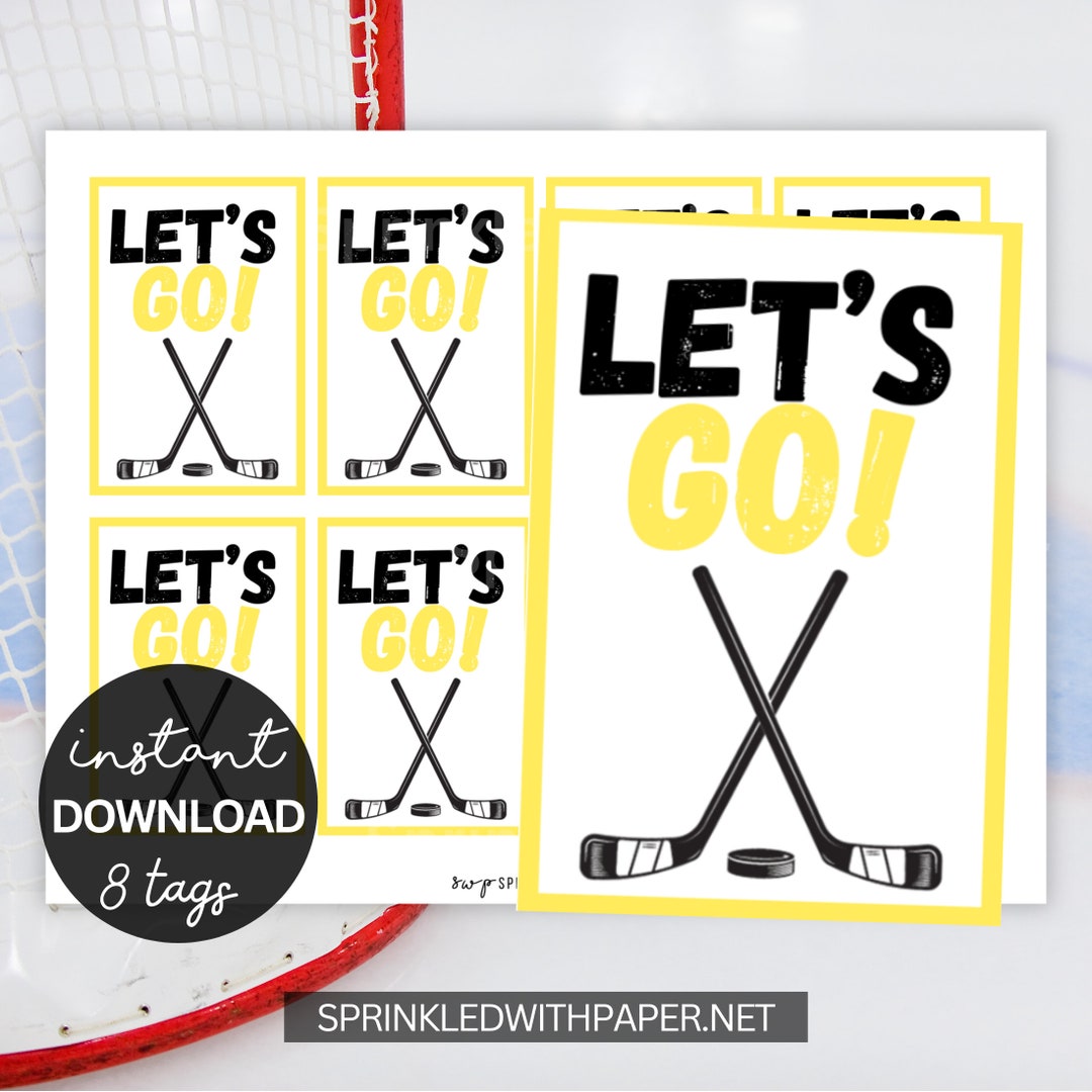 Let's Go Hockey Team Printable Snack Tags, Hockey Game Treat Tags, Game ...