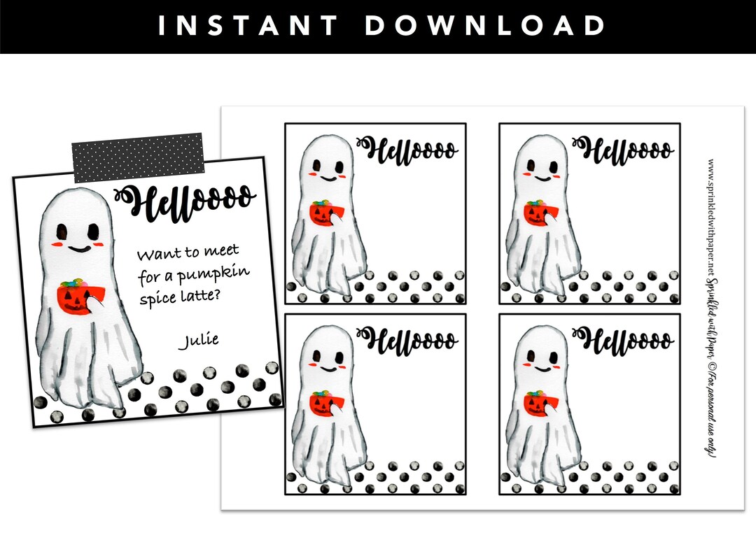 Halloween Note Cards ,INSTANT DOWNLOAD, Printable Note Cards, Halloween ...