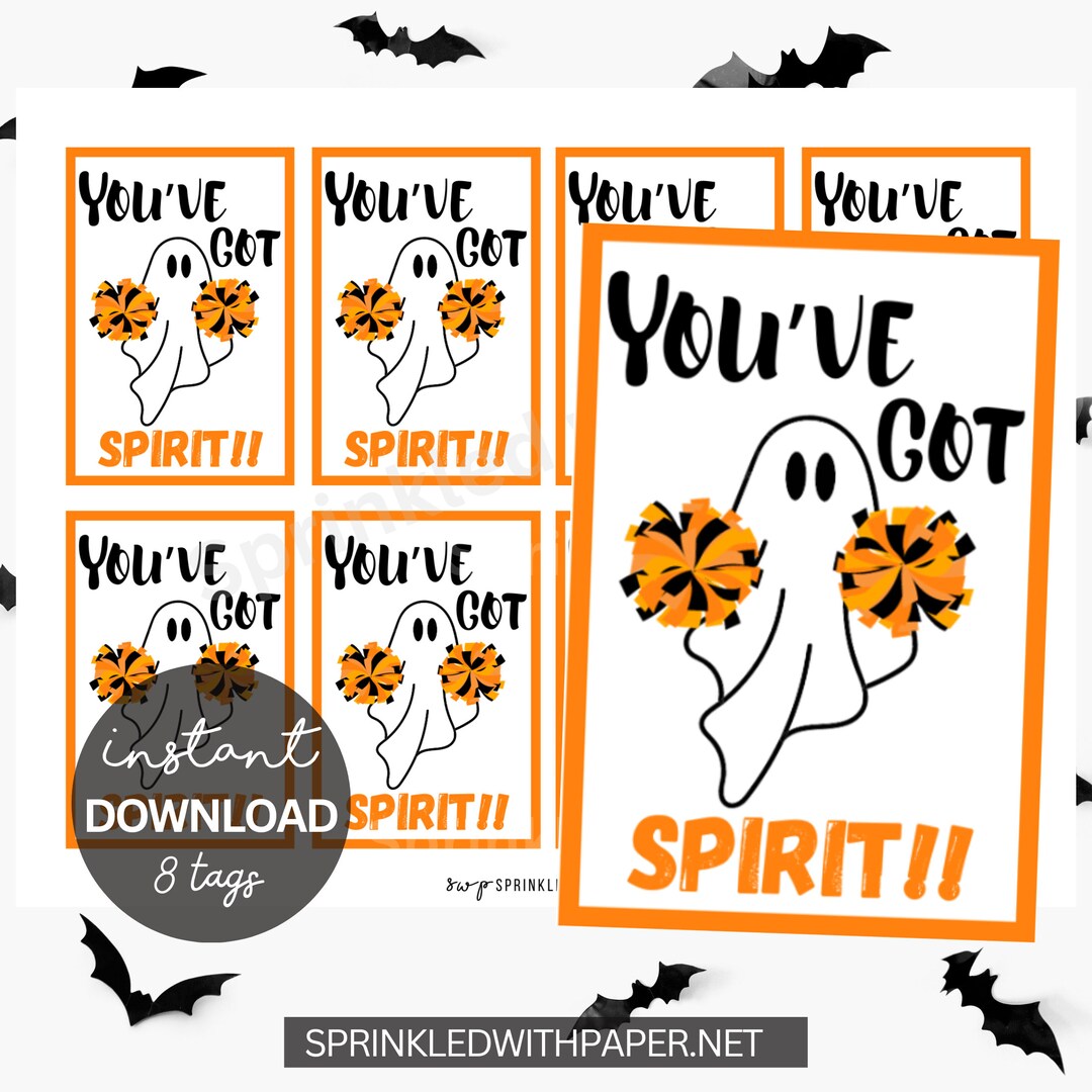 You've Got Spirit Cheer Printable Tags, Cheer Good Luck Tag, Cheer Pom ...