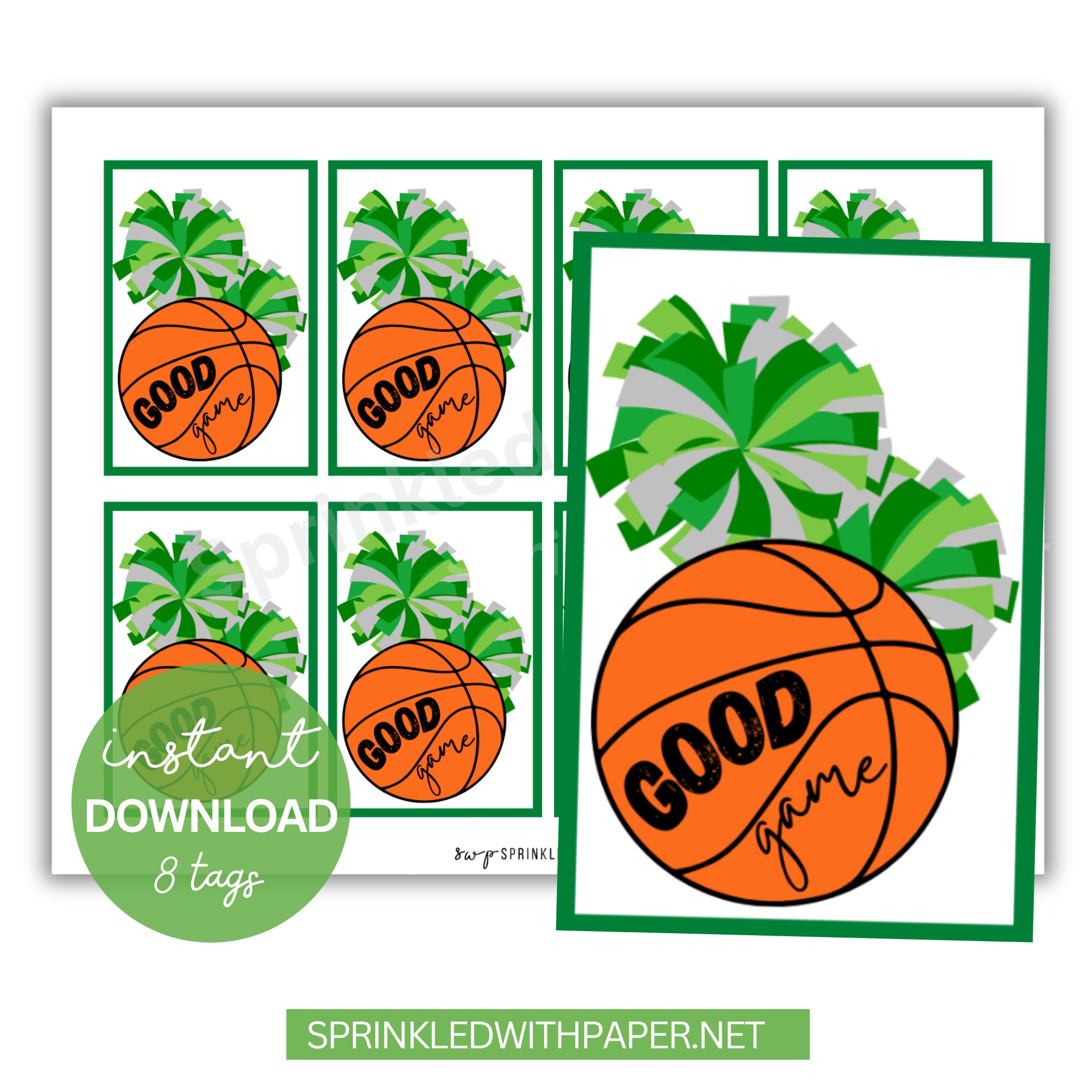 Cheer Good Luck Printable Basketball Tags, It's Game Day Cheer Tag ...