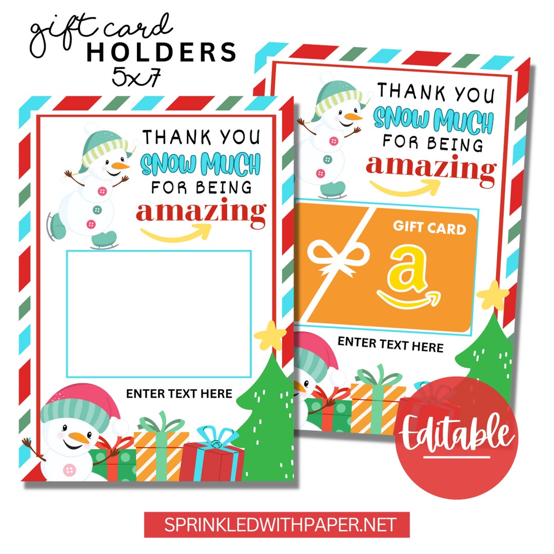 Editable Holiday Amazon Gift Card Holder, Appreciation Staff Co-worker ...