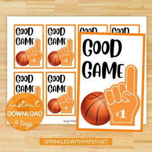 Basketball Team Printable Snack Tags, Basketball Game Treat Tags, Game ...