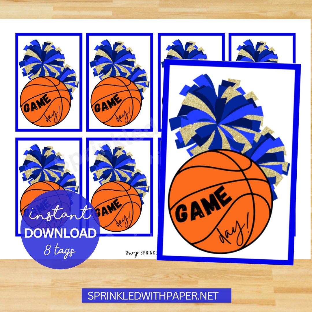 Cheer Game Day Basketball Printable Basketball Tags, Good Luck Cheer ...