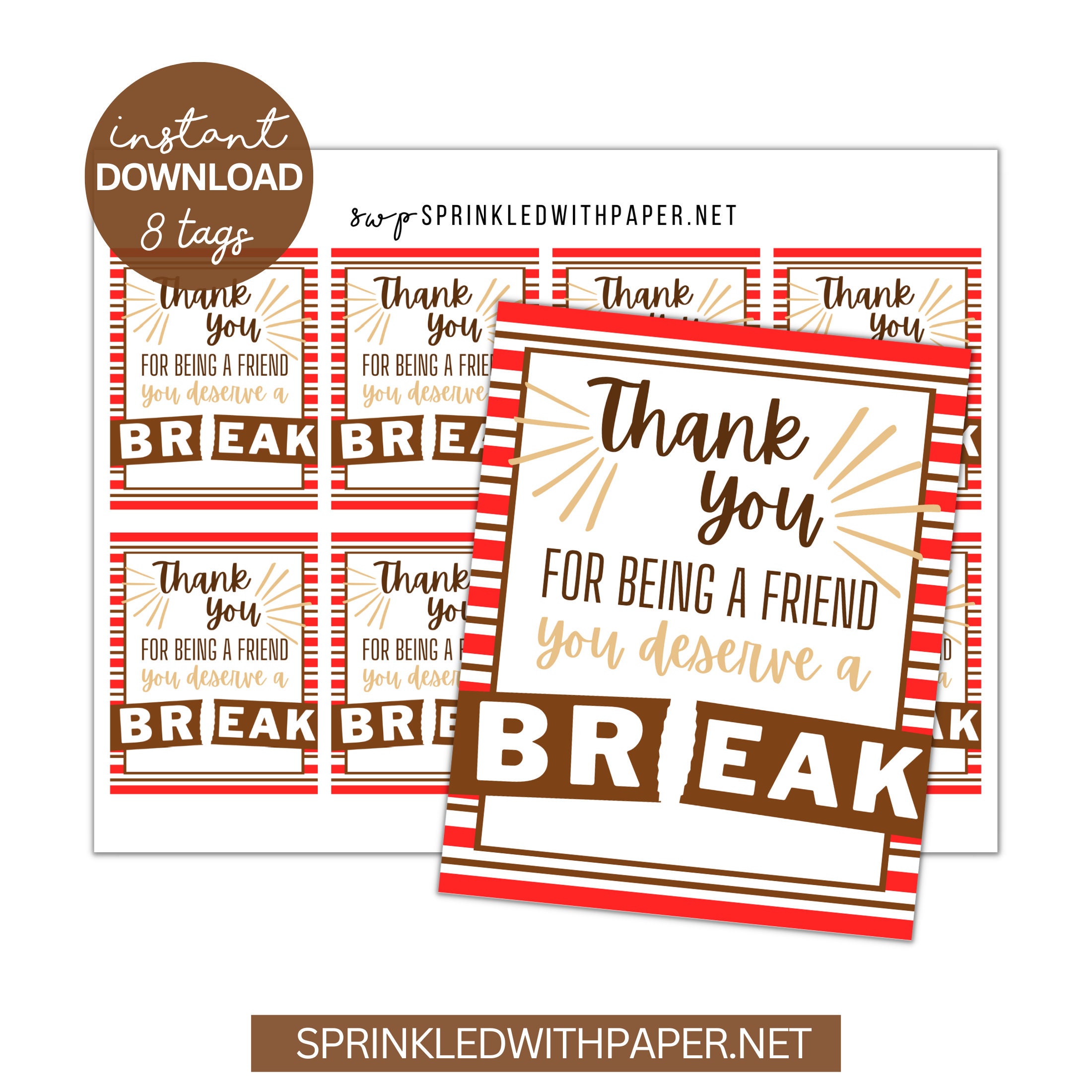 Appreciation Tag | Staff Co-worker Teacher Appreciation Tag | Kit Kat ...