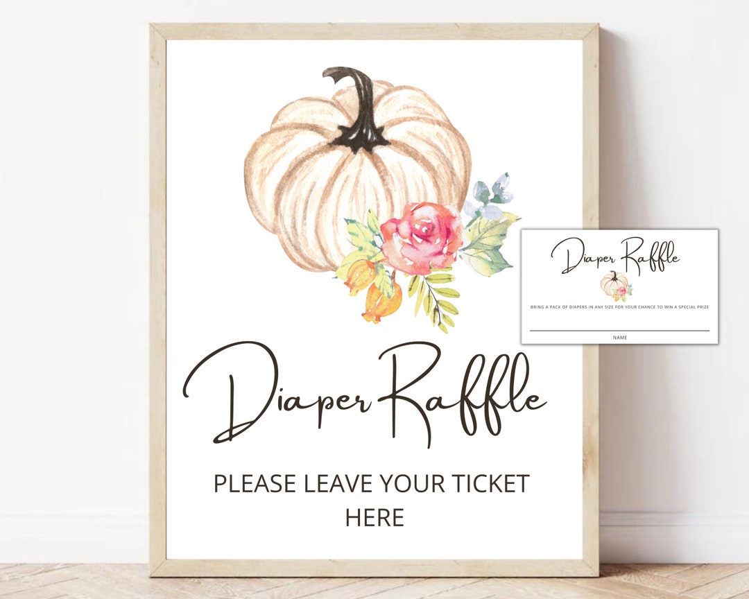 Fall Pumpkin Diaper Raffle Printable Sign | Pink Pumpkin Diaper Raffle ...