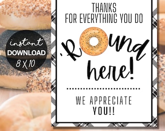 Donut Appreciation Sign | Staff Co-worker Teacher Appreciation Print ...