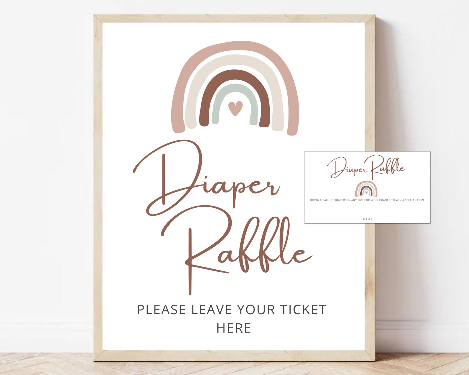 Boho Rainbow Diaper Raffle Printable Sign | Earth Tone Diaper Raffle ...