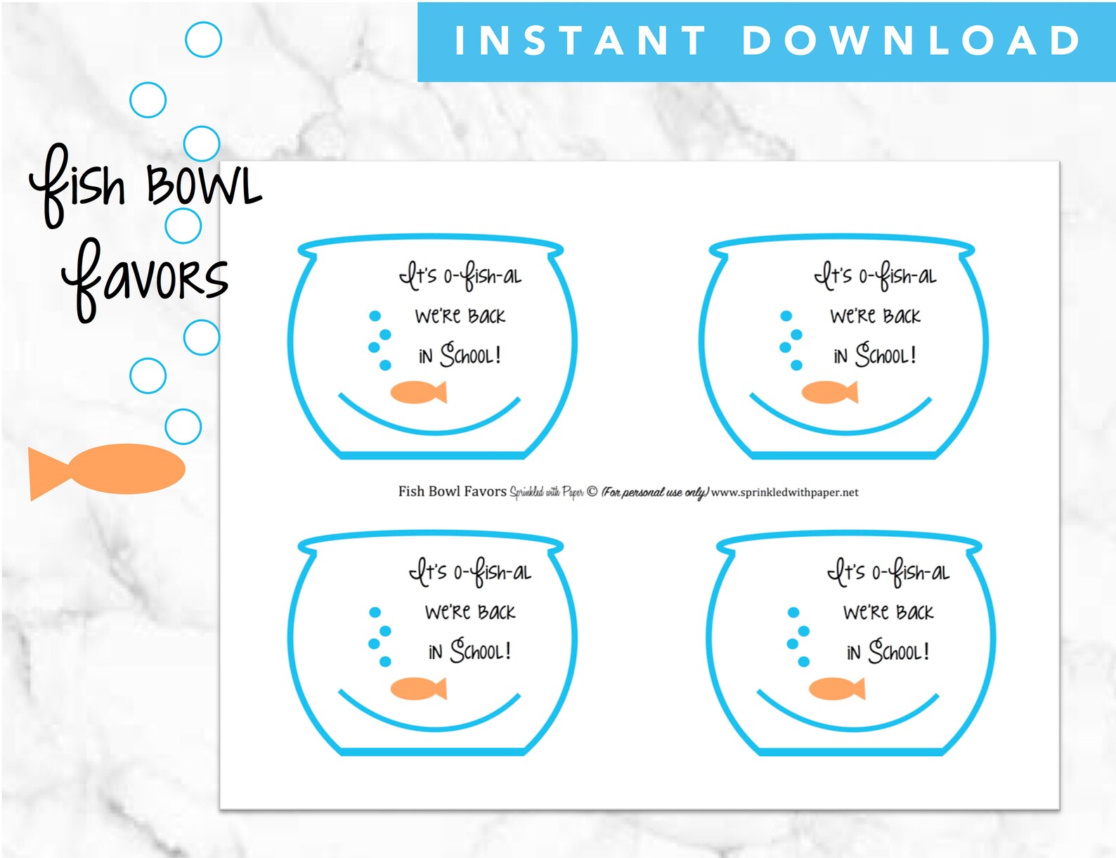 INSTANT Download-printable -o-fish-ally Back to School Fish Bowl Favor ...