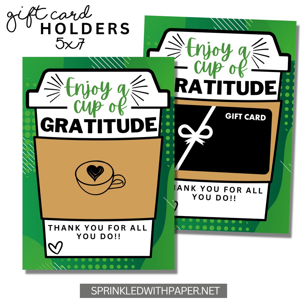 Gratitude Coffee Gift Card Holder, Appreciation Tag, Employee Staff Co ...