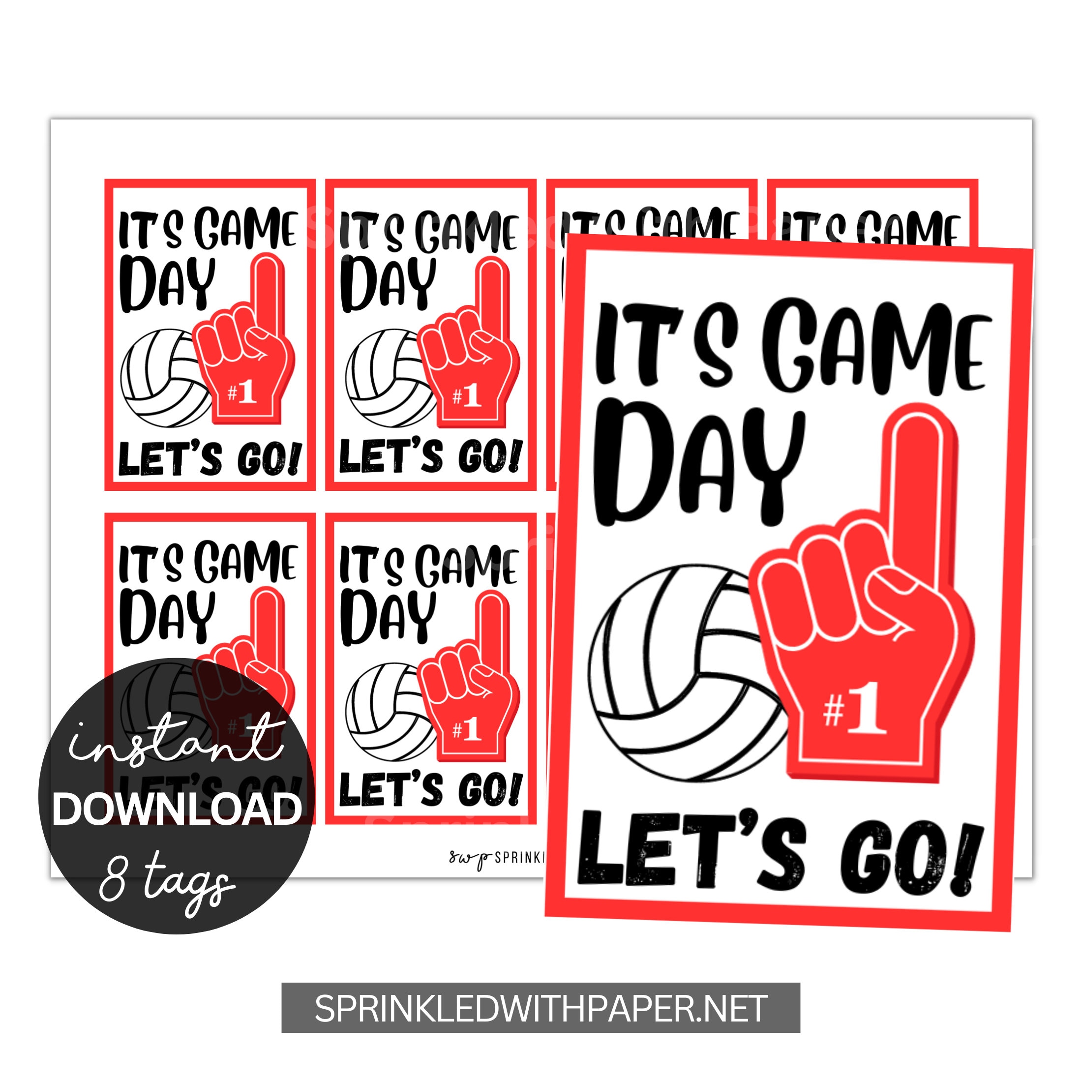 Volleyball Team Printable Snack Tags, Volleyball Game Treat Tags, Game ...