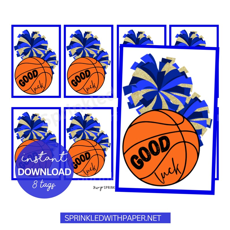 Cheer Good Luck Printable Basketball Tags, It's Game Day Cheer Tag ...