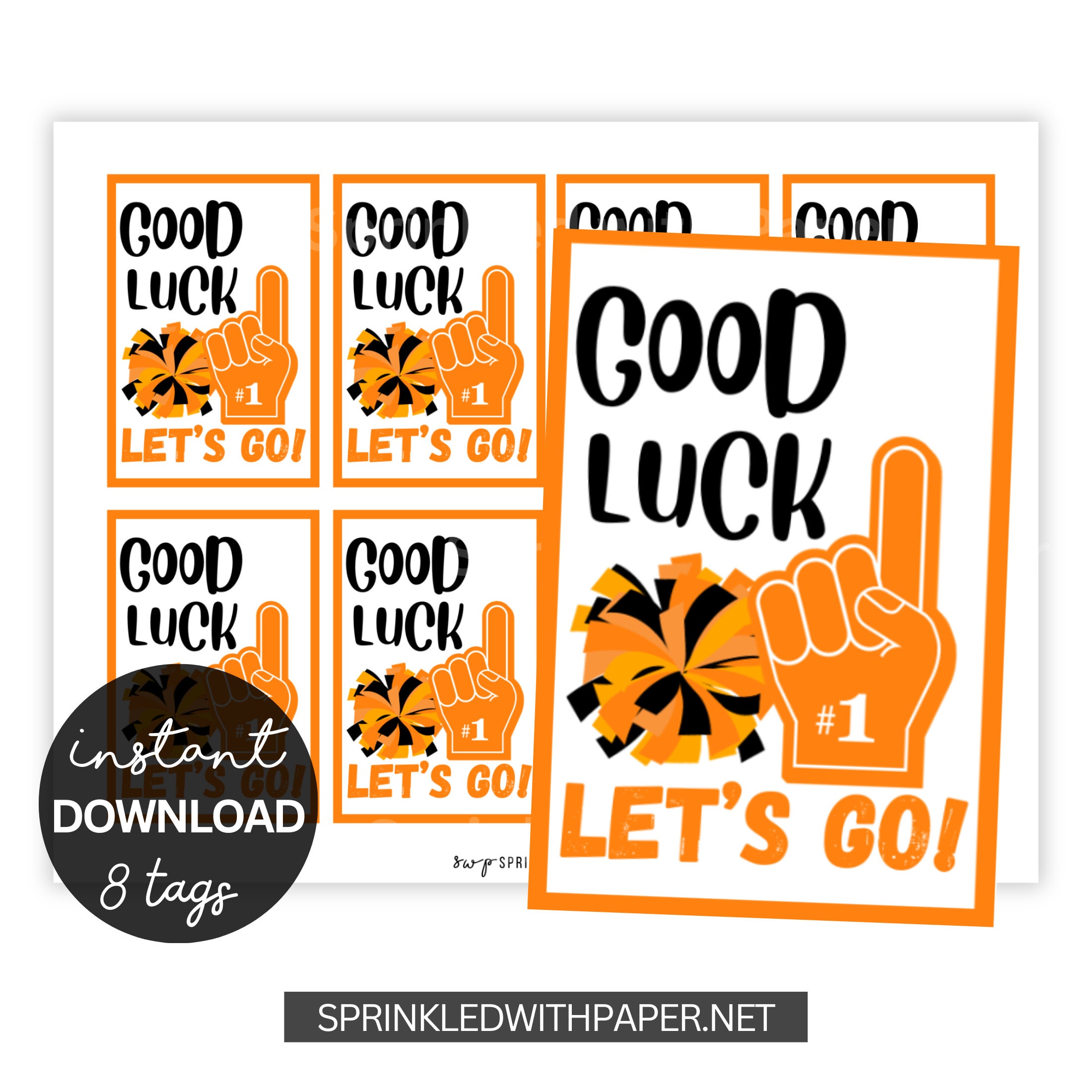 Good Luck Cheer Printable Tags, Cheer Good Luck Tag, Cheer Pom Poms ...