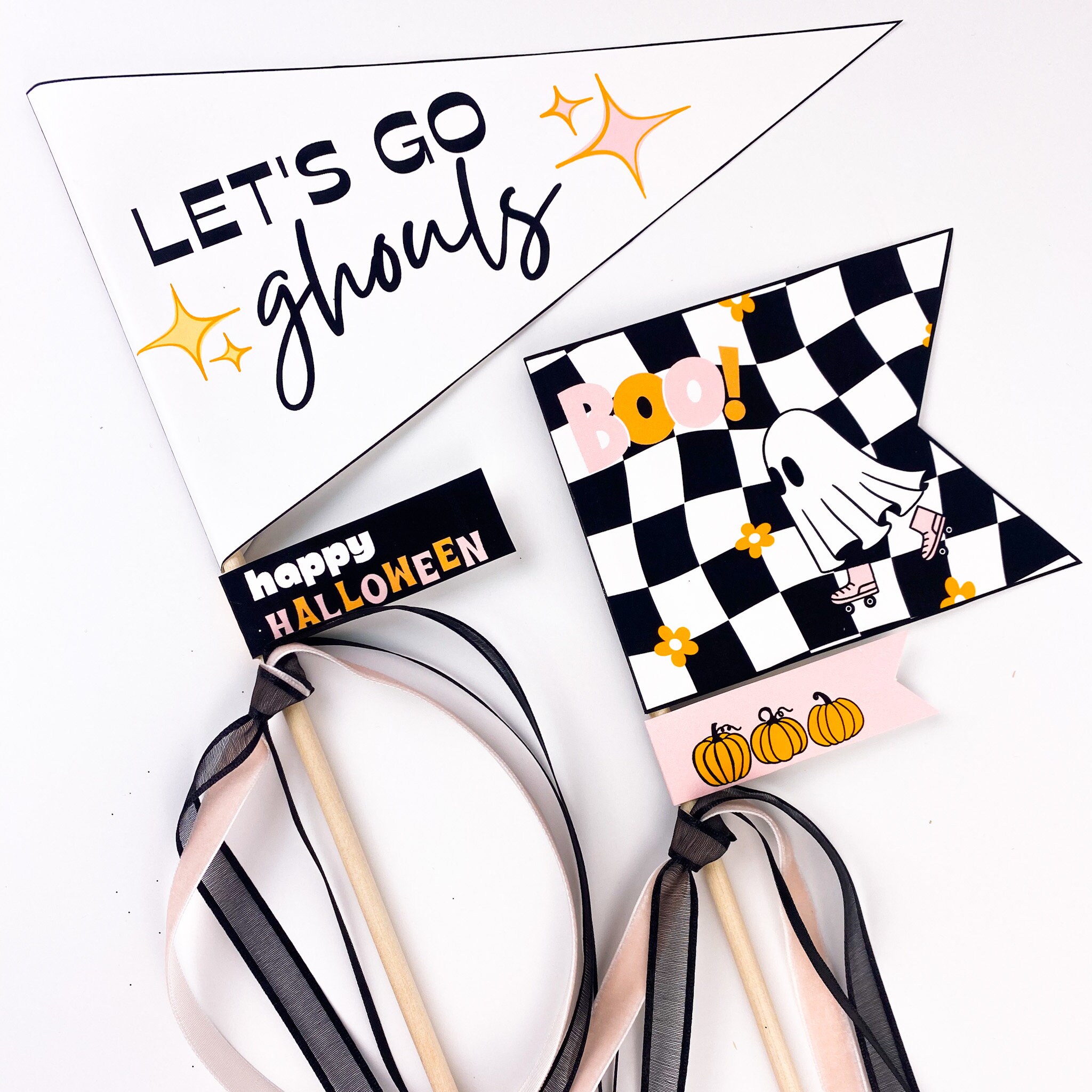 Halloween Printable Pennant Flag, Lets Go Ghouls Sign, Halloween Sign ...