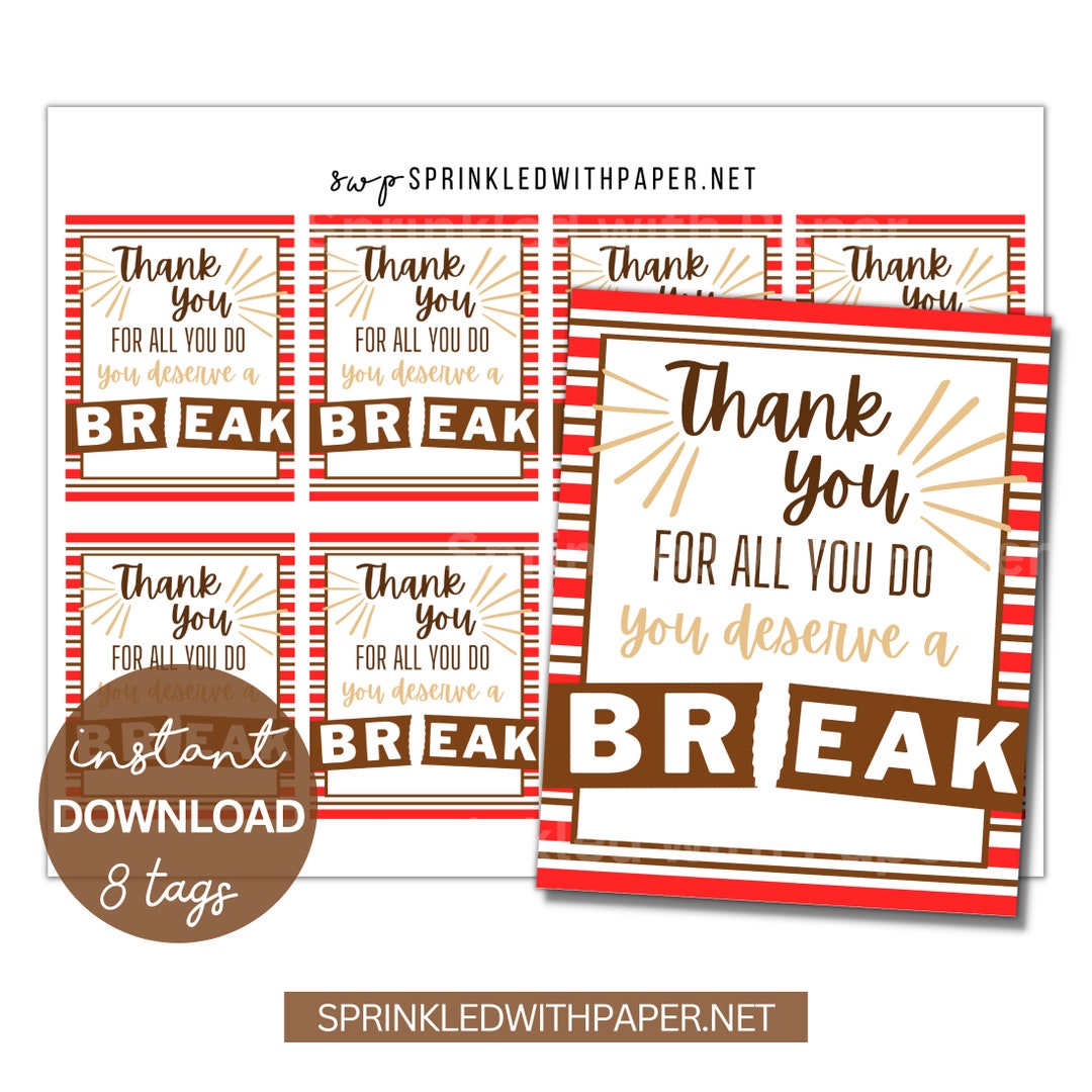 Appreciation Tag | Staff Co-worker Teacher Appreciation Tag | Kit Kat ...