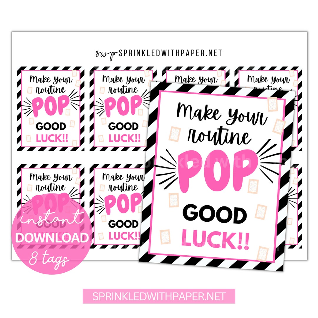 Make Your Routine Pop Printable Tag | Cheer Good Luck Tag | Candy Pun ...