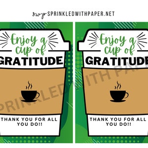 Gratitude Coffee Gift Card Holder, Appreciation Tag, Employee Staff Co ...