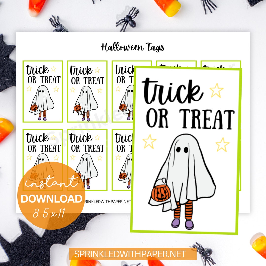 Trick or Treat Printable Halloween Treat Tags, Favors for School ...