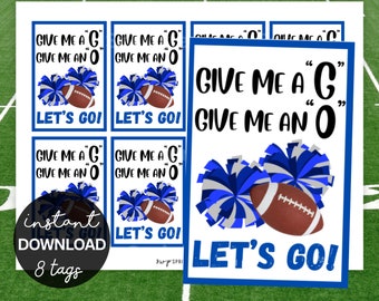It's Game Day Cheer Printable Tags, Cheer Good Luck Tag, Green Cheer ...