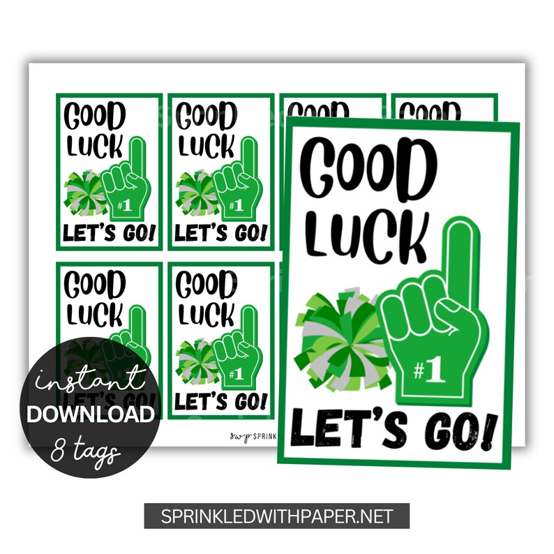 Good Luck Cheer Printable Tags, Cheer Good Luck Tag, Cheer Pom Poms ...