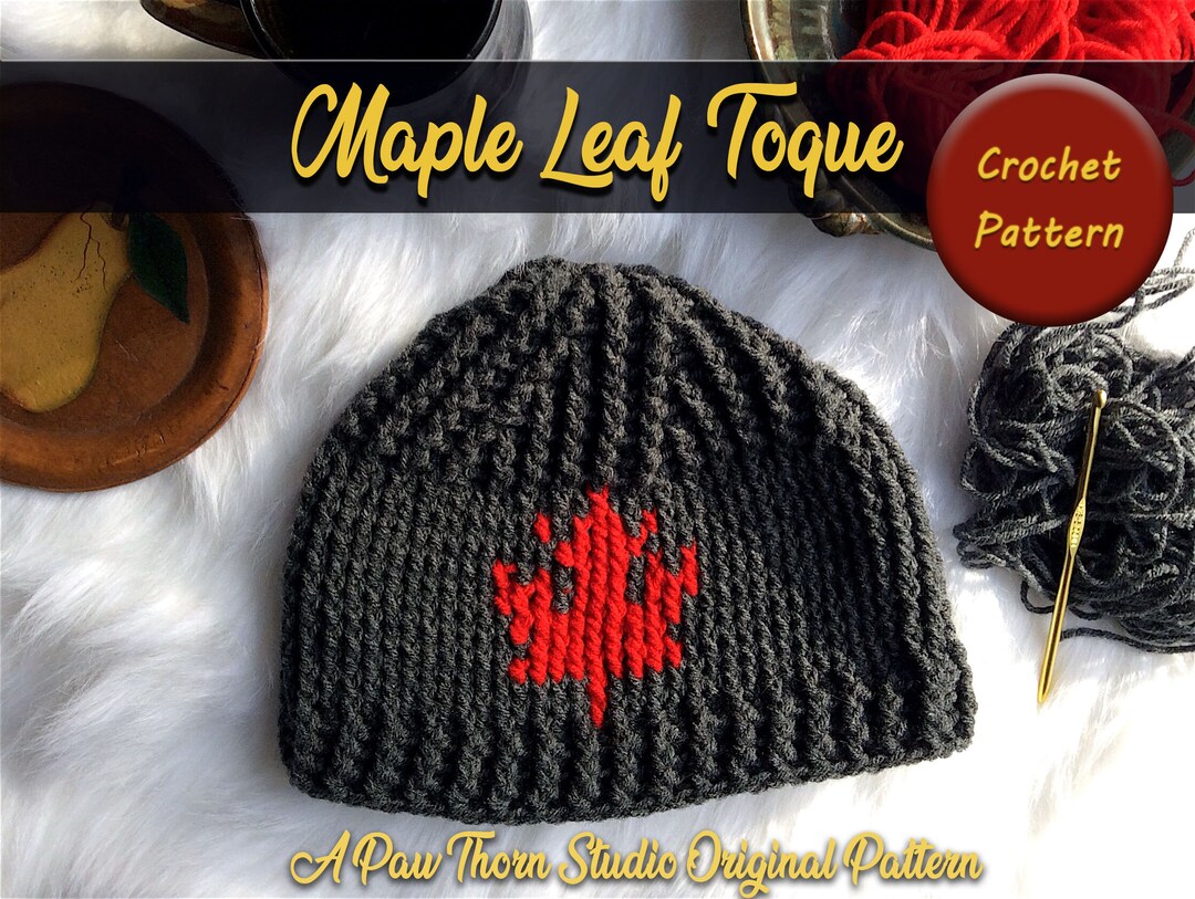 PDF CROCHET Pattern - Maple Leaf Toque, DIY Adult and Teen Matching Hat ...
