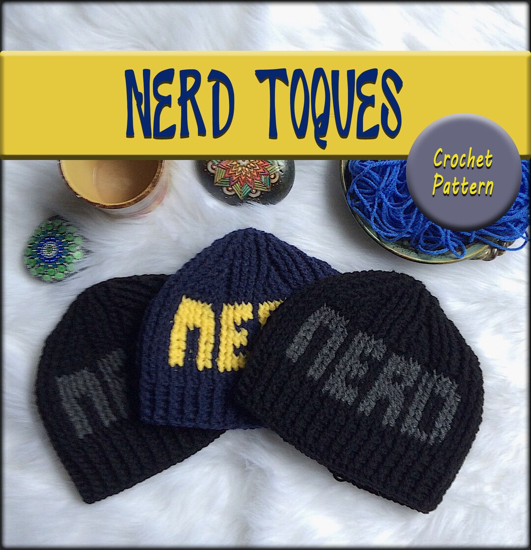 PDF CROCHET Pattern - Nerd Toques, DIY Adult Hat Pattern, Pdf Download ...