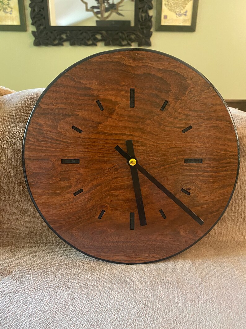 Modern 10" Round Brazilian Walnut Ipe Clock - Etsy