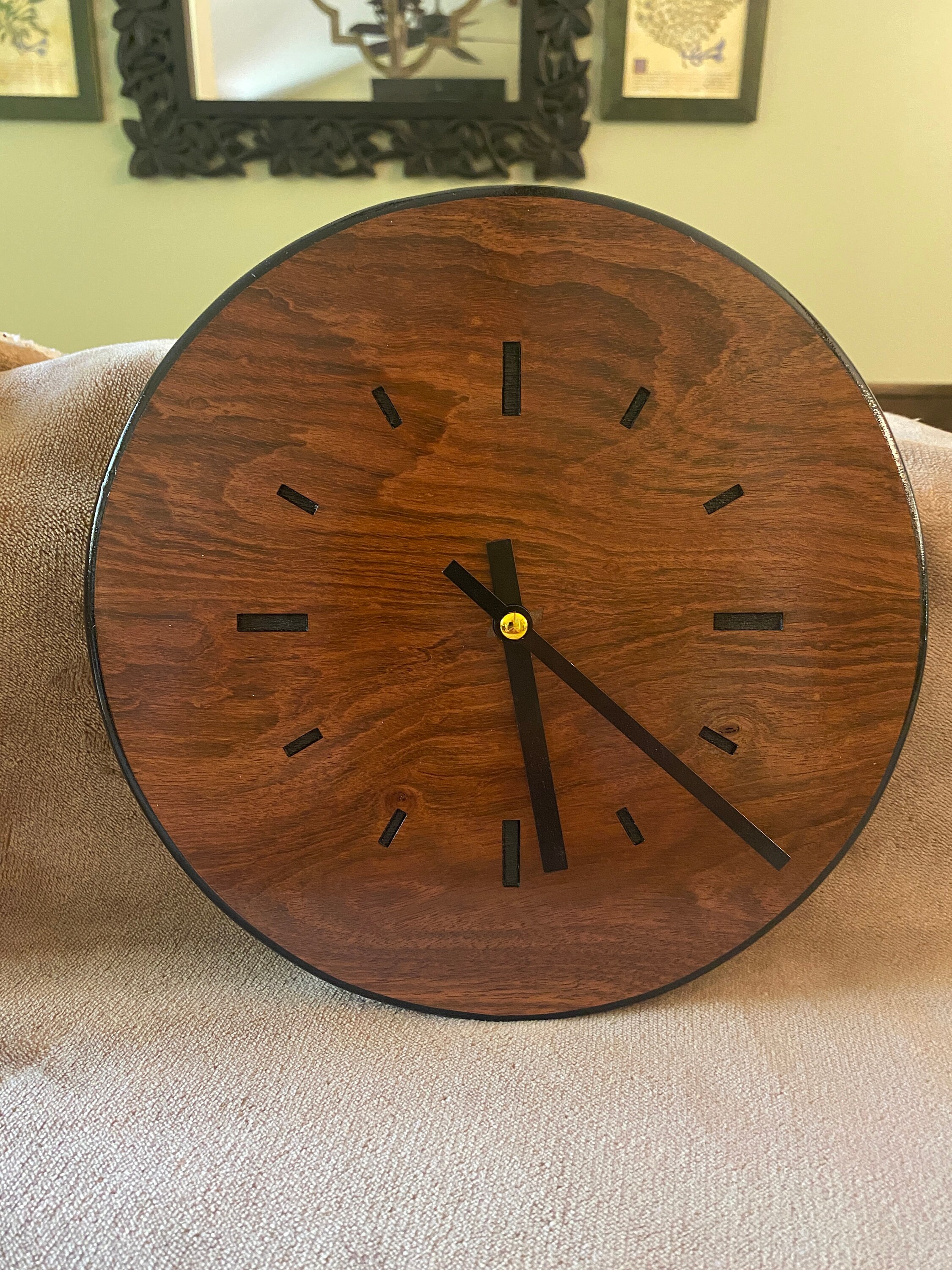 Modern 10" Round Brazilian Walnut Ipe Clock - Etsy
