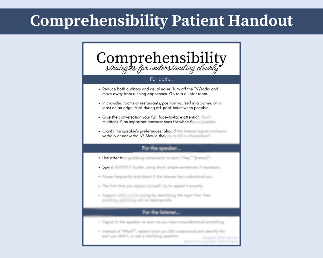 Comprehensibility Strategies Dysarthria & Hearing Loss / Speech Therapy ...