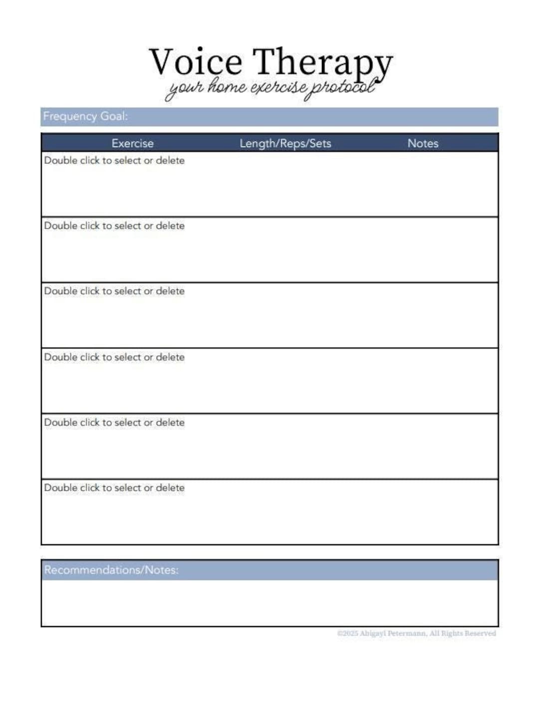 SLP Voice Exercises Fillable Template / HEP / Adults / Dysphonia ...