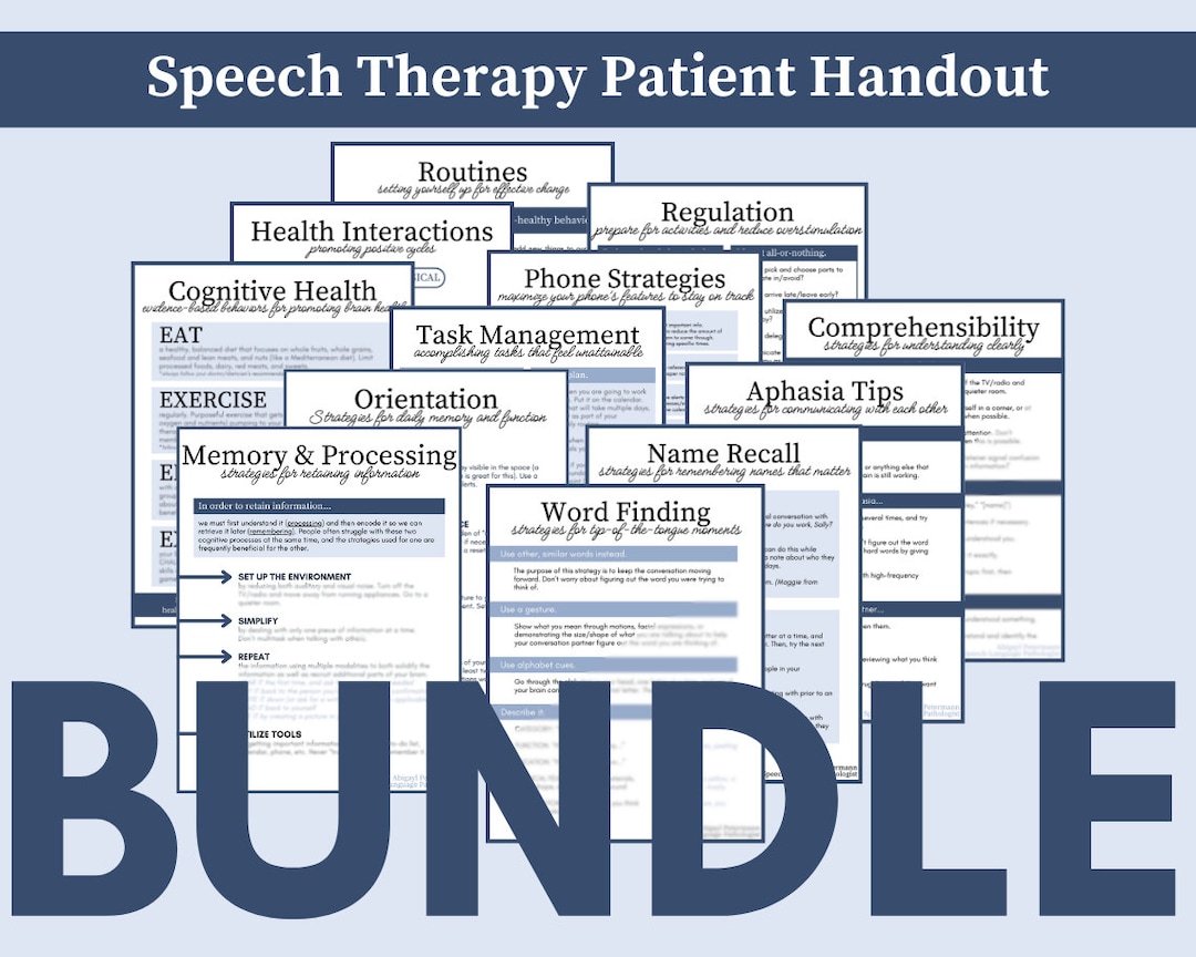The SLP Patient Handout BUNDLE / Adults / Cognition Aphasia Dysarthria ...