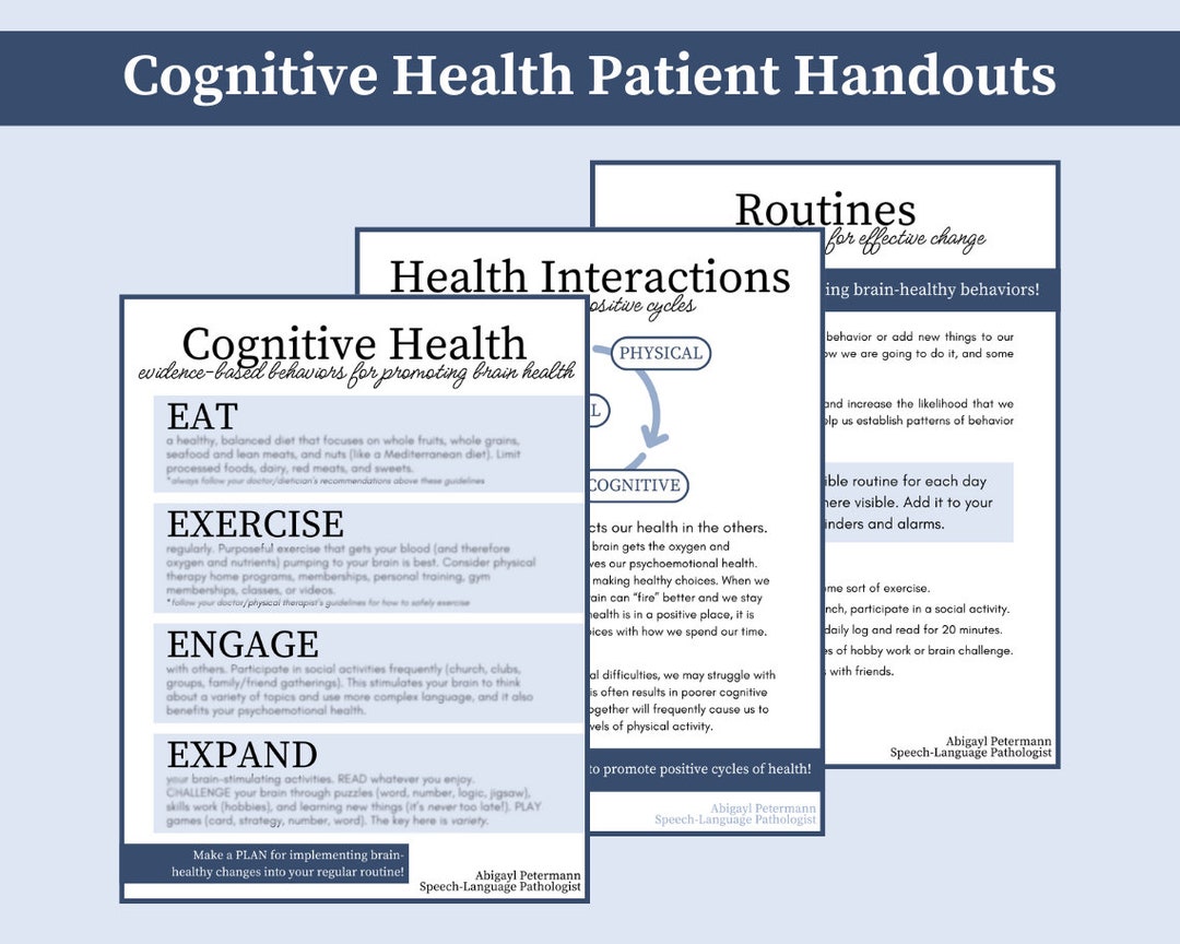 Cognitive Health Patient Handout Bundle / How to Keep Your Brain ...