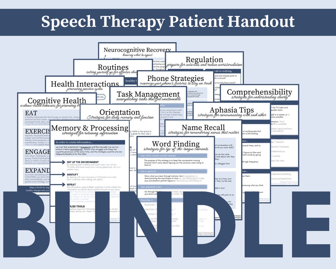The SLP Patient Handout BUNDLE / Adults / Cognition Aphasia Dysarthria ...